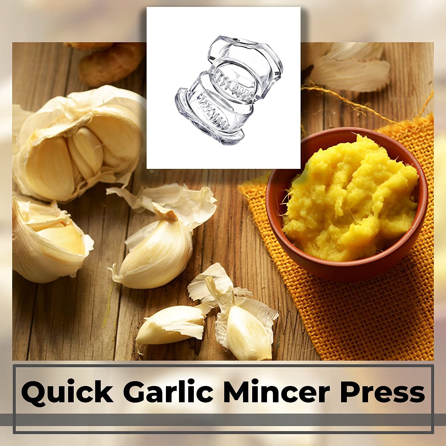 Garlic mincer Press with a Twist clear - Goodies Are Us
